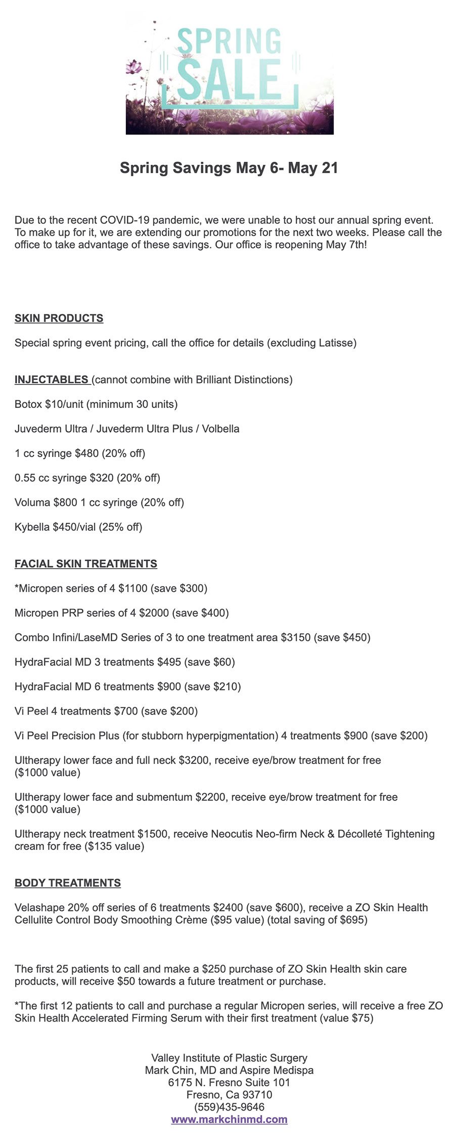 Special Offers Available at the Aspire Medispa